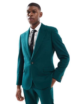 Asos Veste de costume ajustée en tissu flammé - Vert