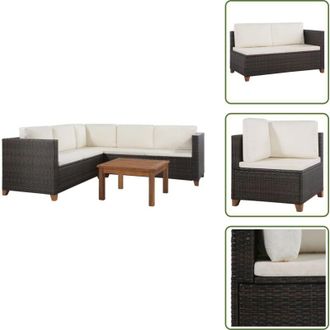 vidaXL 4-tlg. Garten-Lounge-Set mit Kissen Poly-Rattan Braun - Gartensofas - Lounge-Set - Outdoor M&ouml;bel - Rattan Gartenm&ouml;bel - Balkonm&ouml;bel