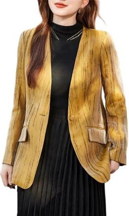Generic Veste amincissante &eacute;l&eacute;gante pour femme Printemps Automne Costume Veste Casual Top Blazer, jaune, S