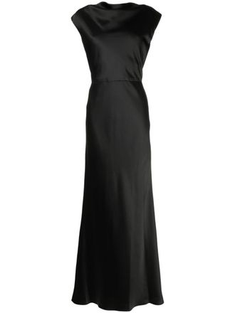 Amsale Maxikleid mit drapiertem Ausschnitt - Schwarz