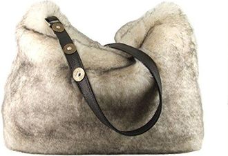 Loni Sac &agrave; main bandouli&egrave;re crois&eacute; en fausse fourrure pour femme, Animal l&eacute;opard., Large