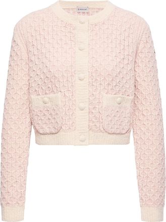 Moncler Moncler Cardigan En Laine M&eacute;lang&eacute;e, Femme, Rose, Taille: Xs