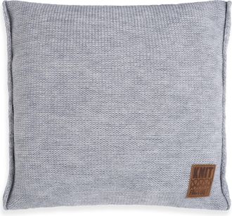 Knit Factory Uni Zierkissen - Quadratische Sofa Kissen - Grau - Gestrickter Dekokissen - Couchkissen - 50x50 cm - Kissenbezug mit Füllung und Bezug