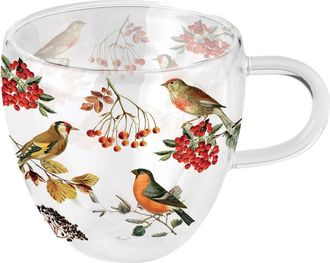 Ambiente Teetasse aus doppelwandigem Glas - Herbstv&ouml;gel 200 ml