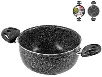 hOme Home Stone Kasserolle mit 2 Griffen, Stein/Kunststoff, Anthrazit, 24 cm