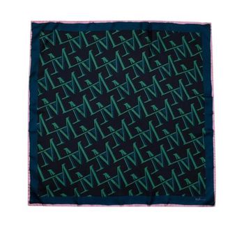 Mulberry Blue Logo Printed Silk Twilly