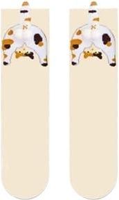 Generico Chaussettes mi-mollet avec impression de chats de dessins anim&eacute;s, chaussettes de printemps l&eacute;g&egrave;res pour les amateurs de chats, Style E-5 pi&egrave;ces, Taill