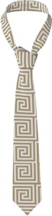 Generic Cravate Homme Motif Grec Marron Patio Blanc &Eacute;troit Cravates R&eacute;glable Cravates Homme Pour Affaires Mariage Accessoires