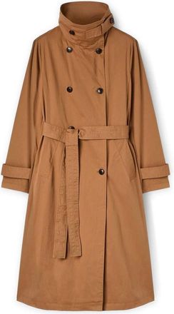 Motivi Femme, Manteaux, Brun, Taille: 38 FR Trench-coat col montant en tissu technique