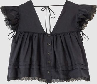 Ganni Blouse Light Linen Angel Black