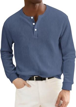 Generic Polo confortable et fluide pour homme, coupe classique, d&eacute;contract&eacute;, vintage, boutonn&eacute;, l&eacute;ger et respirant, t-shirts dext&eacute;rieur, bleu marine, XXL