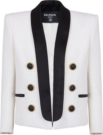 Balmain Femme, Vestes, Blanc, Taille: 38 FR Veste Courte Boutonn&eacute;e