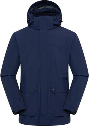 Generic Veste dhiver imperm&eacute;able pour homme avec doublure isolante amovible et coupe-vent &agrave; capuche, bleu marine, 3XL