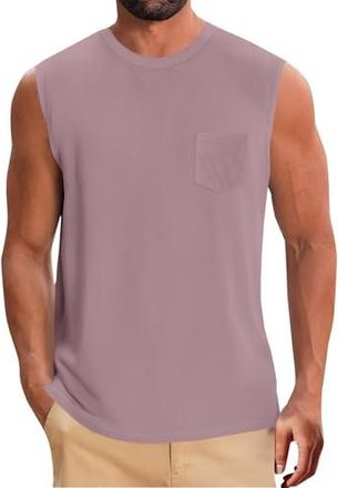 Generic D&eacute;bardeur de sport ray&eacute; pour homme - Sans manches - Pour entra&icirc;nement musculaire - D&eacute;bardeurs d&eacute;t&eacute; d&eacute;contract&eacute;s, rose, XXL