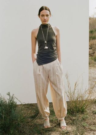 Mango Top asym&eacute;trique fronc&eacute; kaki - Femme - XXS - MANGO