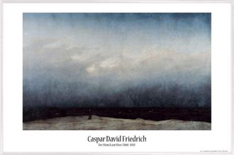 1art1 Caspar David Friedrich Poster Plakat | Bild und Kunststoff-Rahmen - Der Mönch Am Meer, 1808-1810 (91 x 61cm)