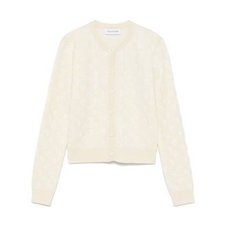 Marine Serre Femme, Pulls, Blanc, Taille: 42 FR Cardigan Jacquard Lune