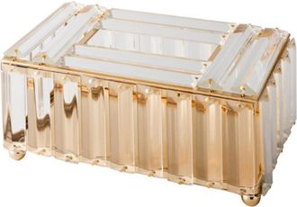 BESPORTBLE Kosmetiktuchbox aus Robustem Material mit Deckel Goldwei&szlig; Kristall Design Praktische Serviettenbox f&uuml;r Wohnzimmer Bad und B&uuml;ro