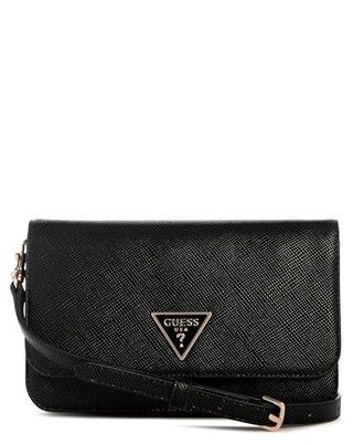 Guess Noelle II Crossbody Flap Organizer, Sac &agrave; bandouli&egrave;re Femmes, Noir, Taille Unique