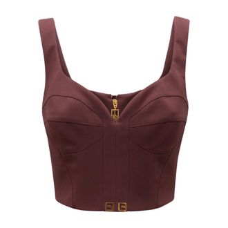 Elisabetta Franchi Femme, Tops, Rouge, Taille: 44 FR To03956E2 Cropped Top
