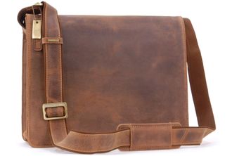 Visconti Herren Leder Laptoptasche 13 14 Zoll - Schultertasche Mittelgroß - Arbeitstasche für Laptop und Notizbuch A4 - Harvard 18548 - Öl Hellbraun