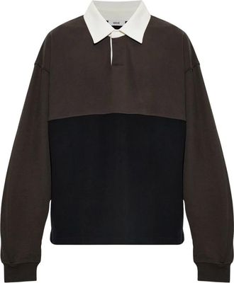 A Gold E Polo Rugby Oversize Colorblock Manches Longues - Homme - Tops - Brun - Taille: M