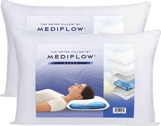 Mediflow Wasserkissen - Elite Collection Faserkissen Orthopädisches Kissen zur Linderung von Nackenschmerzen Verstellbares Wasserkissen zum Schlafen, Weiß (50 