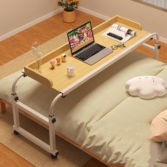Generic Verstellbarer Betttisch mit Rollen, mobiler Schreibtisch f&uuml;r Kingsize-Betten (f&uuml;r Doppel-, Queensize- und Kingsize-Betten), Laptop-Tisch aus Holz
