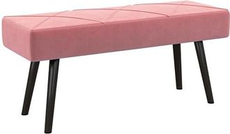 HOMCOM Tabouret pied de lit multifonction moderne avec pieds en acier et si&egrave;ge rembourr&eacute; Charge 120 kg pour entr&eacute;e couloir 100 x 36 x 45 cm Rose