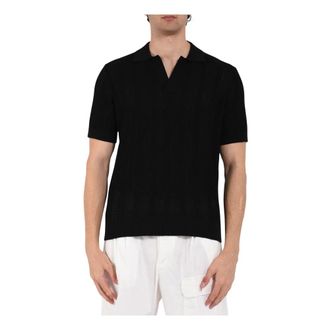 Paolo Pecora Homme, Tops, Noir, Taille: XL Polo Perfor&eacute; &agrave; Col en V