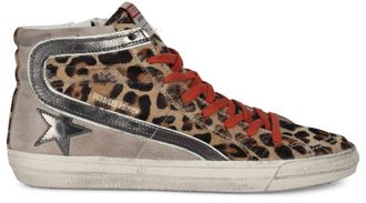 Golden Goose Womens Sneakers Slide Ltd Pony-Laminated Leather Beige Bovine Suede Trainers