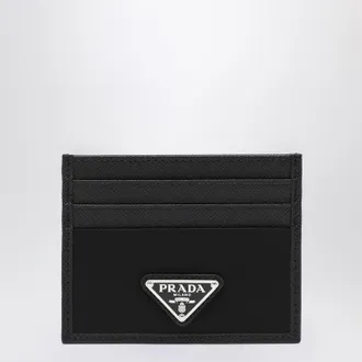 Prada Black Saffiano card case with logo triangle