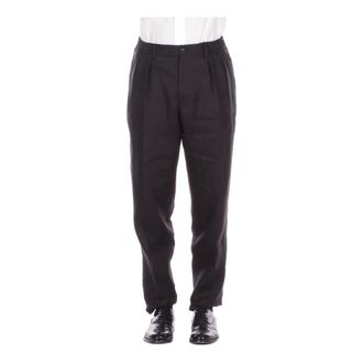 Tagliatore Gefaltete Leinenhose - - Trousers - Herren - Schwarzk - 2XL