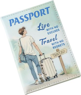Generic Pass Halter F&uuml;r Reisen, Drucken Set Passpassabdeckung, Wasserdichte Brieftasche Reisezubeh&ouml;r mit Einstiegskarte Halter f&uuml;r Paare Familie, blu, Enkele 