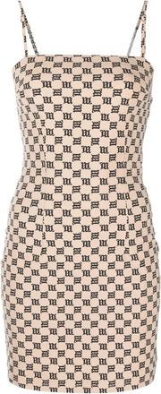 Misbhv Misbhv, Femme, Robes, Beige, Taille: 40 FR Monogram Spaghetti Mini Dress