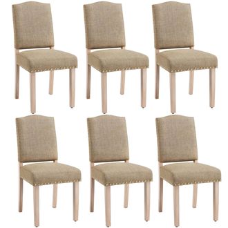 Yaheetech 6er Set Esszimmerst&uuml;hle St&uuml;hle gepolstert, Modern K&uuml;chenstuhl bequemer Polsterstuhl, belastbar bis 136 kg, f&uuml;rs Esszimmer/K&uuml;che/Wohnzimmer, Khaki