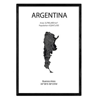 Nacnic Poster von Argentinien. Bl&auml;tter von L&auml;ndern und Kontinenten. A3 Gr&ouml;&szlig;e
