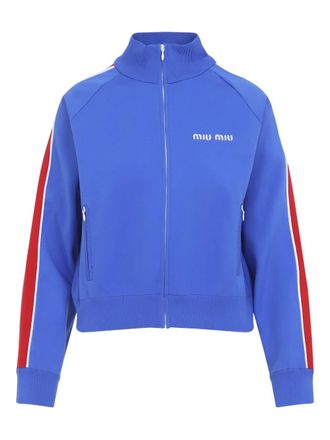 Miu Miu sweat ray&eacute; &agrave; fermeture zipp&eacute;e - Bleu