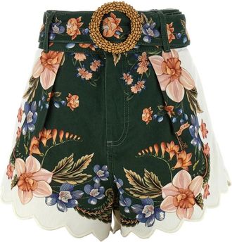 Farm Rio Farm Rio, Femme, Shorts, Vert, Taille: W26 Berry Garden Twill Shorts