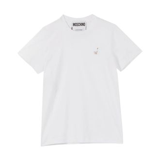 Moschino T-Shirt mit Entenstickerei und kurzen &Auml;rmeln - - Tops - Damen - Wei&szlig; - L