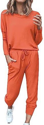 Generic Ensemble de 2 pantalons longs amples et tendance pour gar&ccedil;ons - Couleur unie - Manches longues - Pour femme, Orange, 3XL