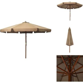 vidaXL Parasol dext&eacute;rieur avec m&acirc;t en bois 330 cm Taupe - Parasol Exterieur - Parasol Jardin - Parasol Bois - Parasol Taupe - Parasol Rectangulaire