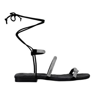 Philipp Plein Wildleder-Riemchensandalen mit Strasssteinen - - Shoes - Damen - Schwarzk - 35 EU