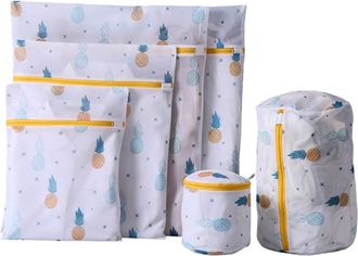 Cabilock 6-teiliges Wäschesack- Aus Netzstoff Großer Reise-wäschekorb Für Die Waschmaschine Empfindlicher -waschbeutel Reißverschlüsse Farbenfroher Druck