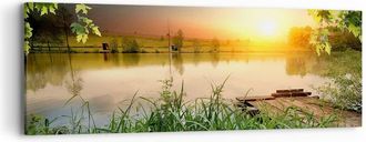 Arttor Panorama Bilder auf Leinwand Brücke See Leinwandbild mit Rahmen 90x30cm Wandbilder Dekoration Wohnzimmer Schlafzimmer Küche Klein Wanddeko Bild Wand K