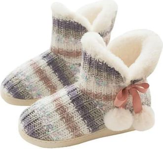 Generic GLDFW Chaussons pour femme en peluche tricotée pour lintérieur et lextérieur, style 1, 38.5 EU