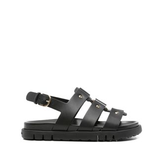 Ferragamo Homme, Chaussures, Noir, Taille: 42 EU Buckle Strappy Sandal