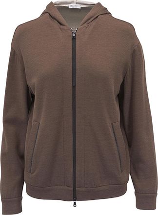Brunello Cucinelli Two-Way Zip Hooded Sweatshirt - Brown