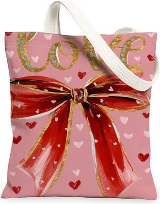 Generic Sacs fourre-tout en toile de p&ecirc;che pour la Saint-Valentin, sacs &agrave; provisions r&eacute;utilisables, l&eacute;gers et lavables avec bandouli&egrave;re C, p&ecirc;che, 13x15 Inch
