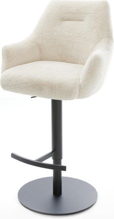 DELIFE Barstuhl Alja-Flex Pl&uuml;sch Creme-Wei&szlig; Drehfu&szlig; h&ouml;henverstellbar Metall Schwarz Taschenfederkern, Barst&uuml;hle
